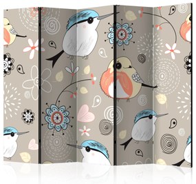 Paraván - Natural pattern with birds [Room Dividers]