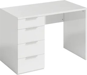 HOMCOM stůl se 4 zásuvkami do ložnice a kanceláře, 110x61,5x75 cm, vysoký lesk bílý