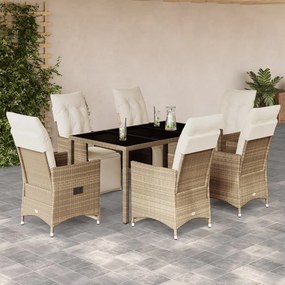 7dílný zahradní bistro set s poduškami béžový polyratan 3276940