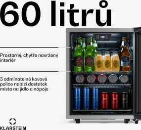 Klarstein LuxeChill, 64cm, 60L, venkovní chladnička na nápoje, stříbrná, skleněné dveře, A