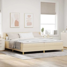 Postel s boxspringem s čelo Krémová 200 x 200 cm textil 3341319