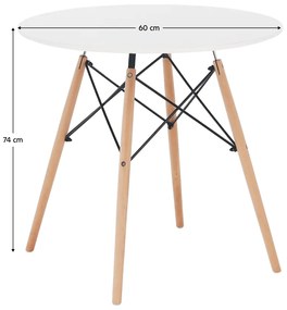 Kondela Jídelní stůl, bílá / buk, průměr 60 cm, Gamin NEW 60