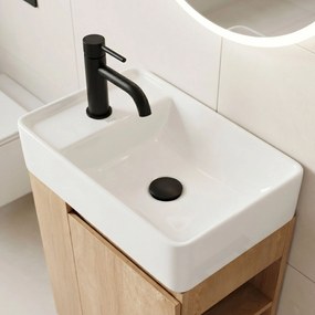 Rea Astra, umyvadlová skříňka 430x260x825 mm s keramickým umyvadlem, hnědá/bílá, REA-M0404