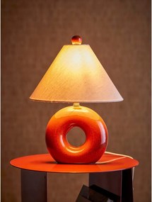 Červená/krémová keramická stolní lampa s textilním stínidlem (výška 42 cm) Panja – Bloomingville