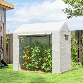 Outsunny PE zahradní skleník na balkon, zesílený kryt 135 g/m², ocelový rám, rolovací zip dveře, pro zeleninu, rostliny a květiny, vnitřní/venkovní, …