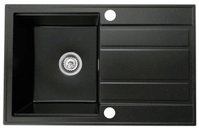 Gamma Modern 6040, 1-komorový granitový dřez 580x420x185 mm s krátkým odkapávačem, černá se zlatými body, GMA-ZM-6040-GD