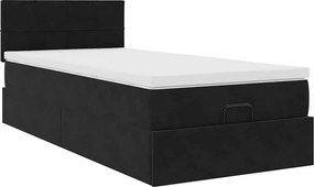 Osmanský rám postele s matrací černá 90x200cm samet 3311749