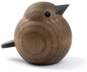 novoform Dřevěný ptáček Baby Sparrow Smoke Stained Oak, hnědá barva, přírodní barva, dřevo