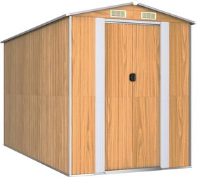 Zahradní kůlna světle hnědá 192 x 357 x 223 cm pozinkovaná ocel 3147473