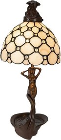 Krémová stolní lampa Tiffany Millie - 28*20*41 cm E14/max 1*25W