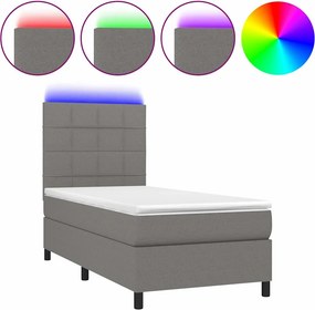 Box spring postel s matrací a LED tmavě šedá 90x200 cm textil 3134846