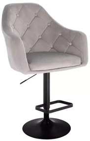LuxuryForm DESIGN Barová židle ANDORA VELUR na černé kulaté podstavě - světle šedá