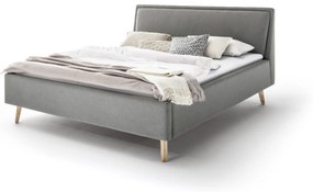 Čalouněná postel FRIEDA 140x200 s úložným prostorem, světle šedá Barva: dřevo
