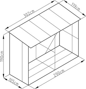 Přístřešek na dřevo G21 WOH 682 - 302 x 119 cm, zelený [63900503]