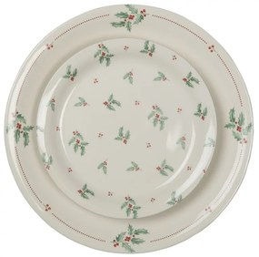 Porcelánový dezertní talíř s cesmínou Holly Christmas – 20x2 cm