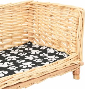 Pelíšek pro psy s poduškou 90 x 54 x 35 cm přírodní vrba 170775