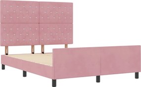 Postel s boxspringem s čelo Růžová 140 x 190 cm samet 3344878