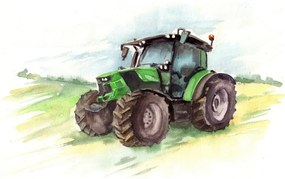 Fototapeta Traktor Malovaný Akvarelem Samolepící tapety 254x184