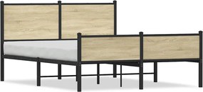 Kovový rám postele bez matrace dub sonoma 150 x 200 cm 3301399