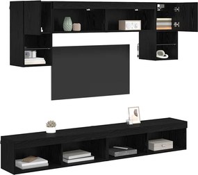 TV nástěnné jednotky s LED 6 ks Černý dub Kompozitní dřevo 3402964