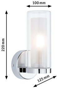 Paulmann 71076 Luena, koupelnové nástěnné svítidlo 1xE14 max.20W, sklo/chrom, výška 22cm, IP44