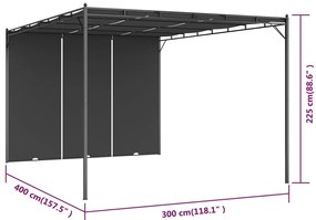 vidaXL Marketos Zahradní altán s bočním závěsem 4 x 3 x 2,25 m antracitový