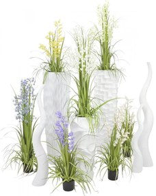 Umělá květina - Bílé zvonky v trávě, 105 cm