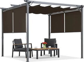 Hnědá terasová pergola s roletami La Palma 3x3 Garden Point