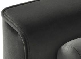 Šedá sametová trojmístná rozkládací pohovka MICADONI LEONA 222 cm s černou podnoží