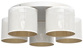 Luminex Lustr přisazený LOFT SHADE 5xE27/60W/230V bílá/zlatá LU5263