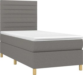 Box spring postel s matrací a LED tmavě šedá 90x190 cm textil 3135478