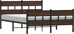 Kovový rám postele bez matrace hnědý dub 150 x 200 cm 3308476