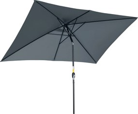 Outsunny Hliníkový Slunečník 200x300x253 cm Obdélníkový Zahradní Parasol s Kličkou a Odnímatelným UV Ochranným Sloupem pro Terasu u Bazénu a Venku, Še