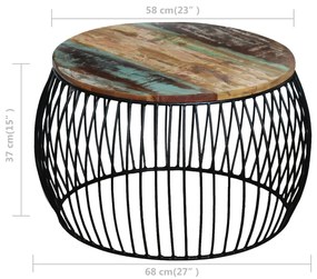 vidaXL Konferenční stolek kulatý masivní recyklované dřevo 68 x 37 cm