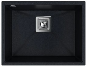 Sink Quality Argon 60, kuchyňský granitový dřez 550x420x225 mm + chromový sifon, černá skvrnitá-Brocade, SKQ-ARG.B.1KBO.60.X