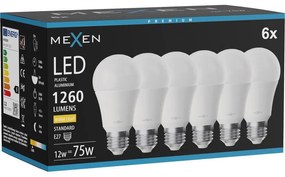Mexen Nova 6x LED žárovka E27, A60, 12W, Teplá - 3000K, 1260 lm - L100-E27-1230-01x06