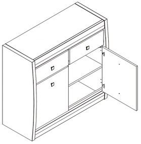 Sconto Komoda MALLORCA FR4 ořech tmavý/dub milano