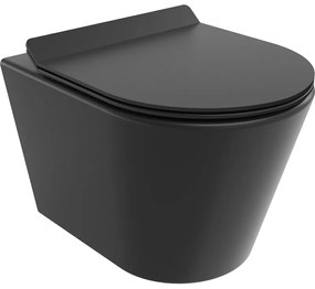 Mexen Rico WC mísa Rimless s pomalu padající deskou slim, duroplast, Matná černá - 30720185