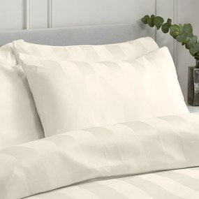 Krémové saténové povlečení na dvoulůžko 200x200 cm So Soft Satin Stripe – Catherine Lansfield