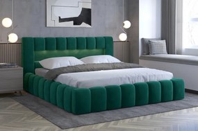 Eltap postel boxspring LAMICA šíře lůžka: 160x200, potahový materiál: samet Monolith 37 zelená