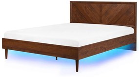 Manželská postel 180 cm MILLET (s roštem a LED osvětlením) (tmavé dřevo). 1007373