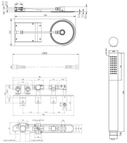 Sapho, Podomítkový sprchový set s termostatickou baterií a držákem ruční sprchy, 2 výstupy, kulatá, chrom, MB623-01