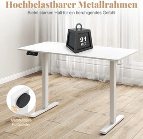 Costway Výškově nastavitelný stůl s hákem Elektrický stojící – 120 × 60 cm