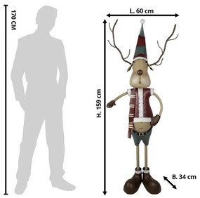 Červeno-zelená kovová vánoční dekorace socha Sob - 60*34*159 cm