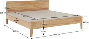 Manželská postel 180x200, masivní dřevo, přírodní, NOEMI Kondela 0000397515