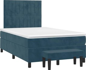 Box spring postel s matrací tmavě modrá 120 x 200 cm samet 3137957