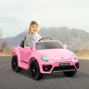 Dětské elektrické auto AIYAPLAY 12V Volkswagen Beetle s dálkovým ovládáním 2.4G, hudbou, klaksonem, elektrické vozidlo s LED světly, USB/MP3 připojen…
