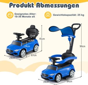 Costway Mercedes-Benz spolujízdné auto 3 v 1 s pojízdným madlem