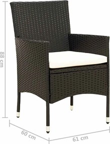 Zahradní židle s poduškami 2 ks polyratan černé 316680