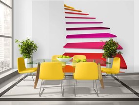 Fototapeta Iluze 3D - abstrakce v bílém prostoru s barevnými schody